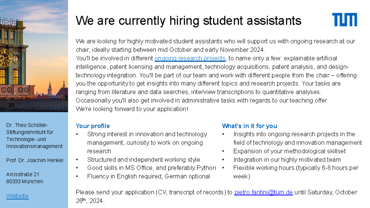 2024 2025 Student assistants Job Ad - Please send your application (CV ...