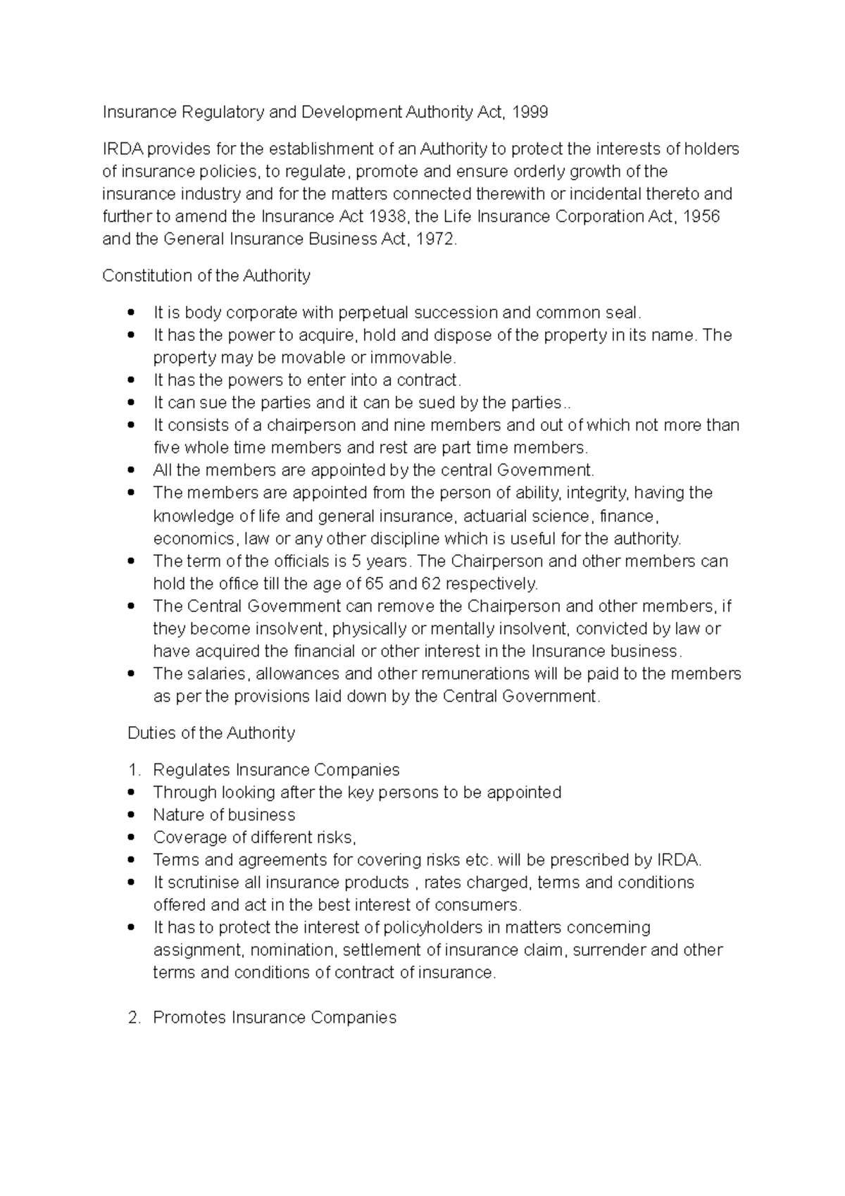 IRDA - Risk Management Notes and CIA - Insurance Regulatory and ...