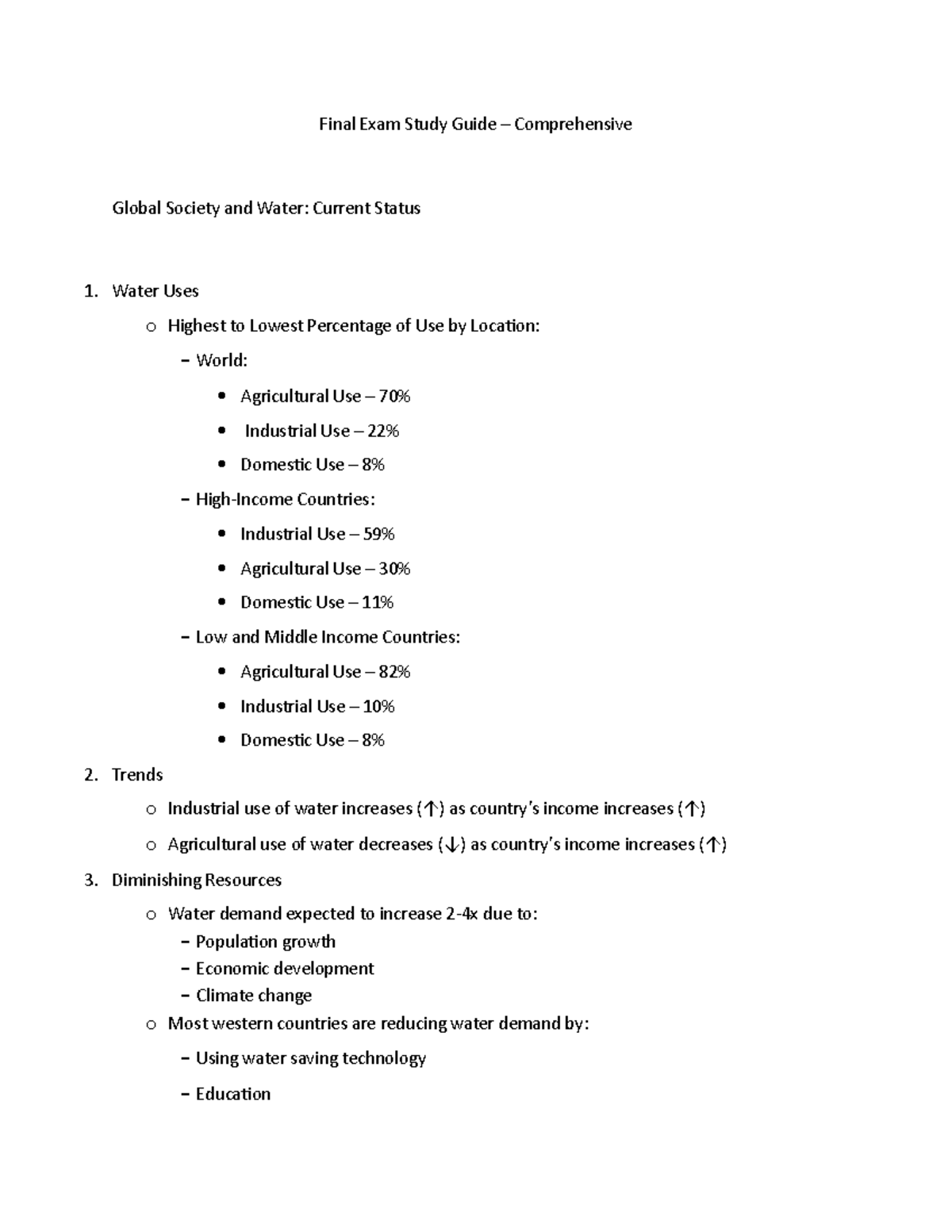 Comprehensive Final Exam Study Guide - Final Exam Study Guide ...