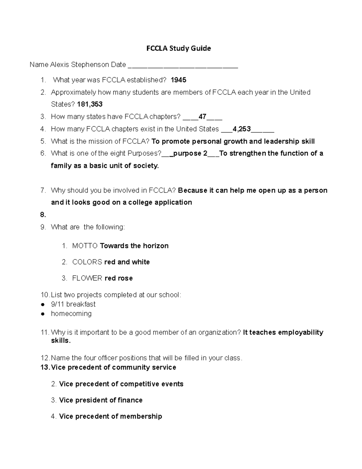 Fccla Study Guide 2 - This will help students understand math - FCCLA ...