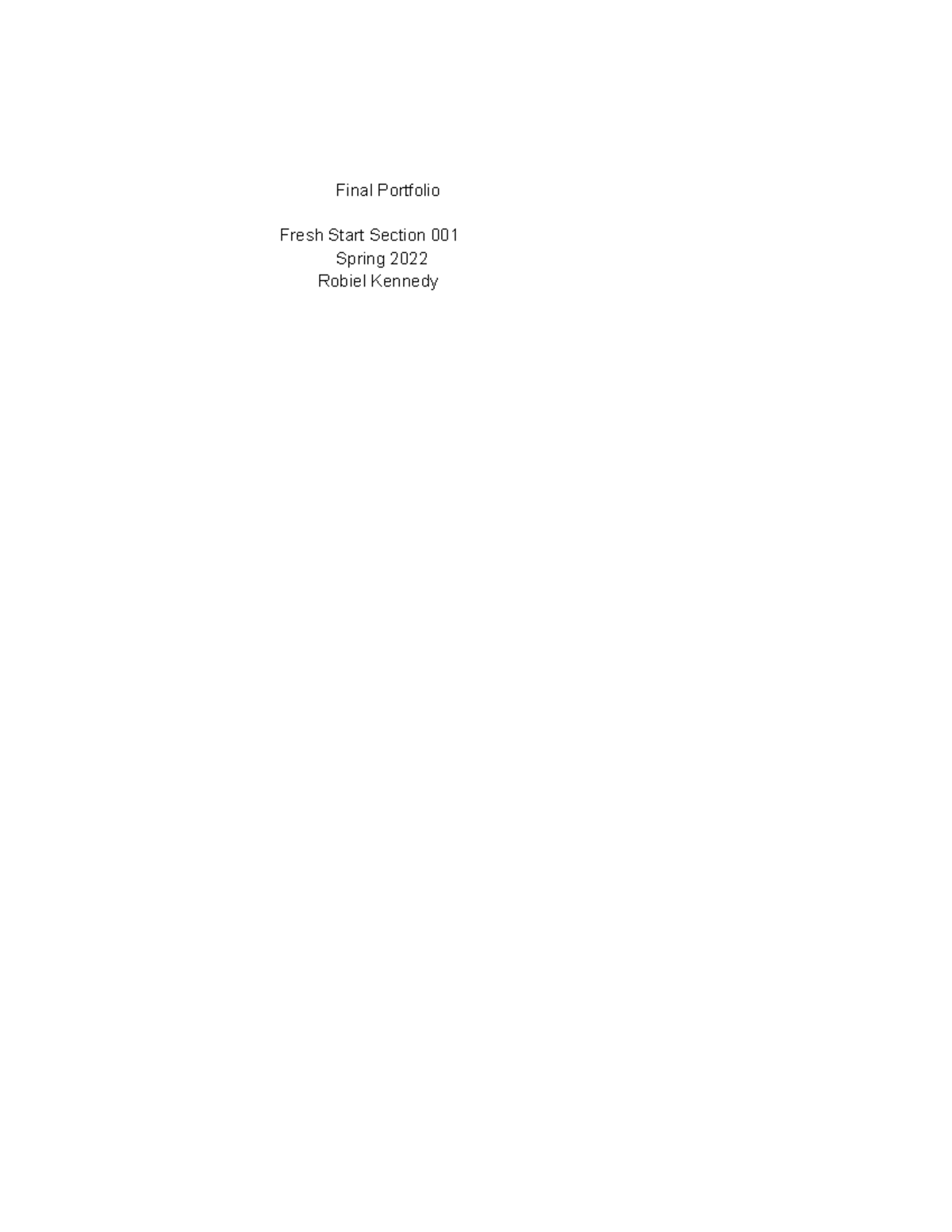 Portfolio COEN - gggg - Final Portfolio Fresh Start Section 001 Spring ...