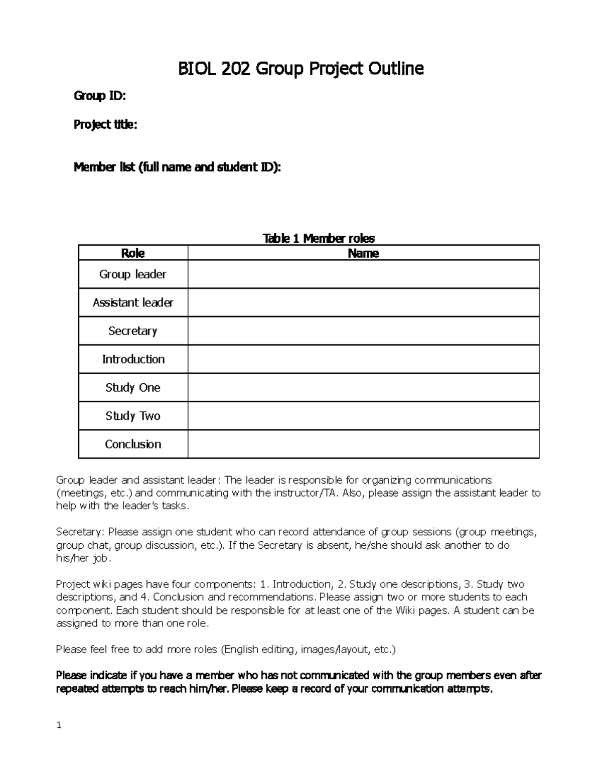 BIOL 202 Group Project Outline template - BIOL 202 Group Project ...