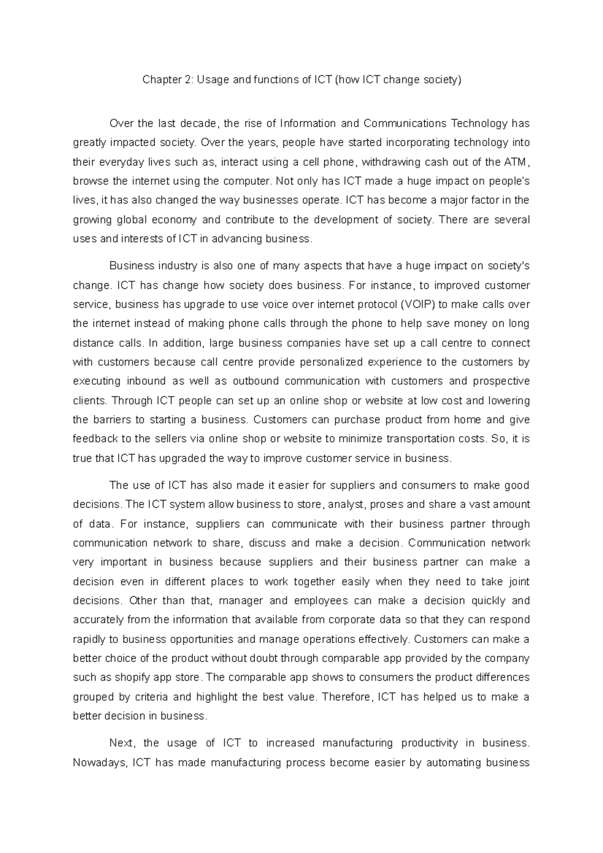 Chapter 2 : Usage and Function of ICT in Business - Chapter 2: Usage ...