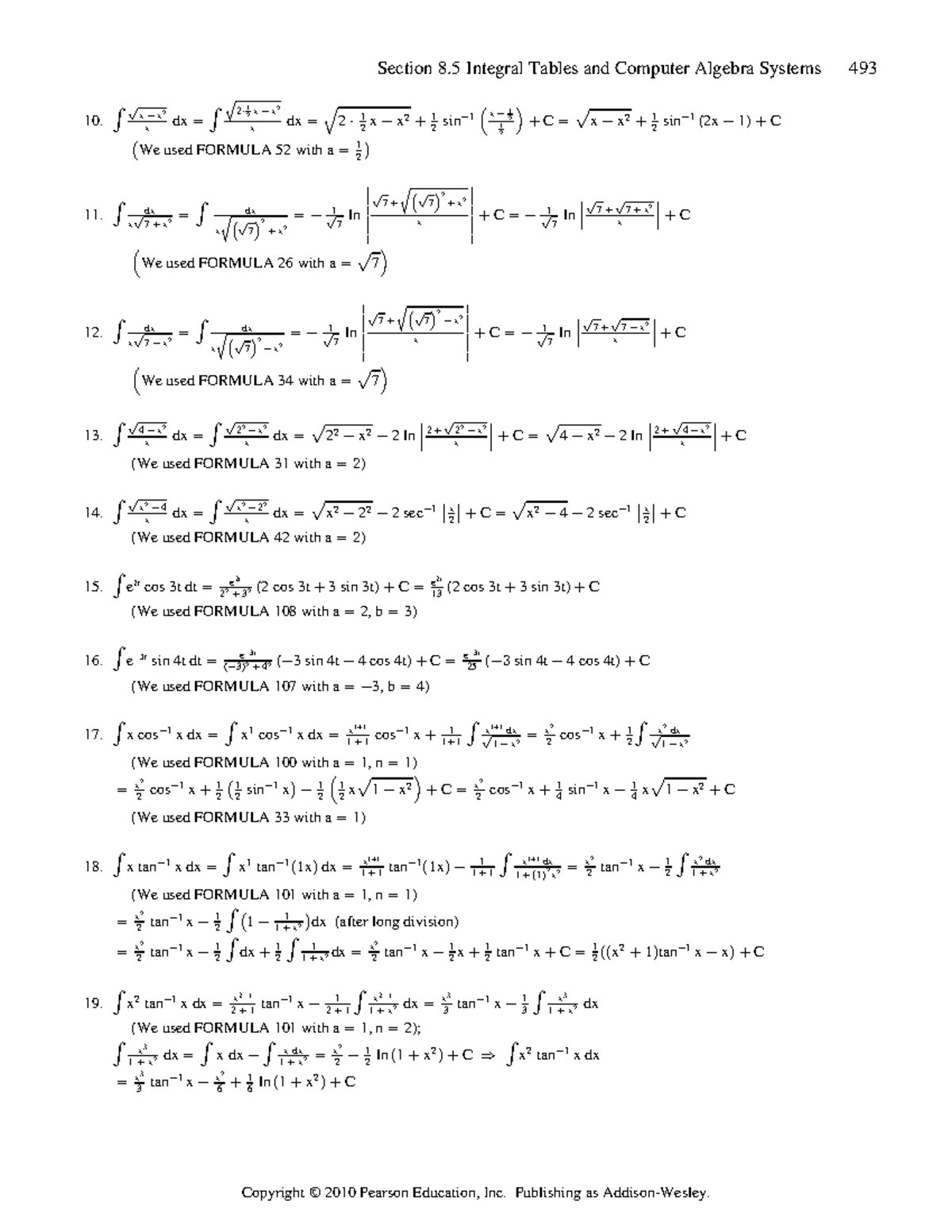 General mathematics-48 - Section 8 Integral Tables and Computer Algebra Systems 493 10. ' dx ...