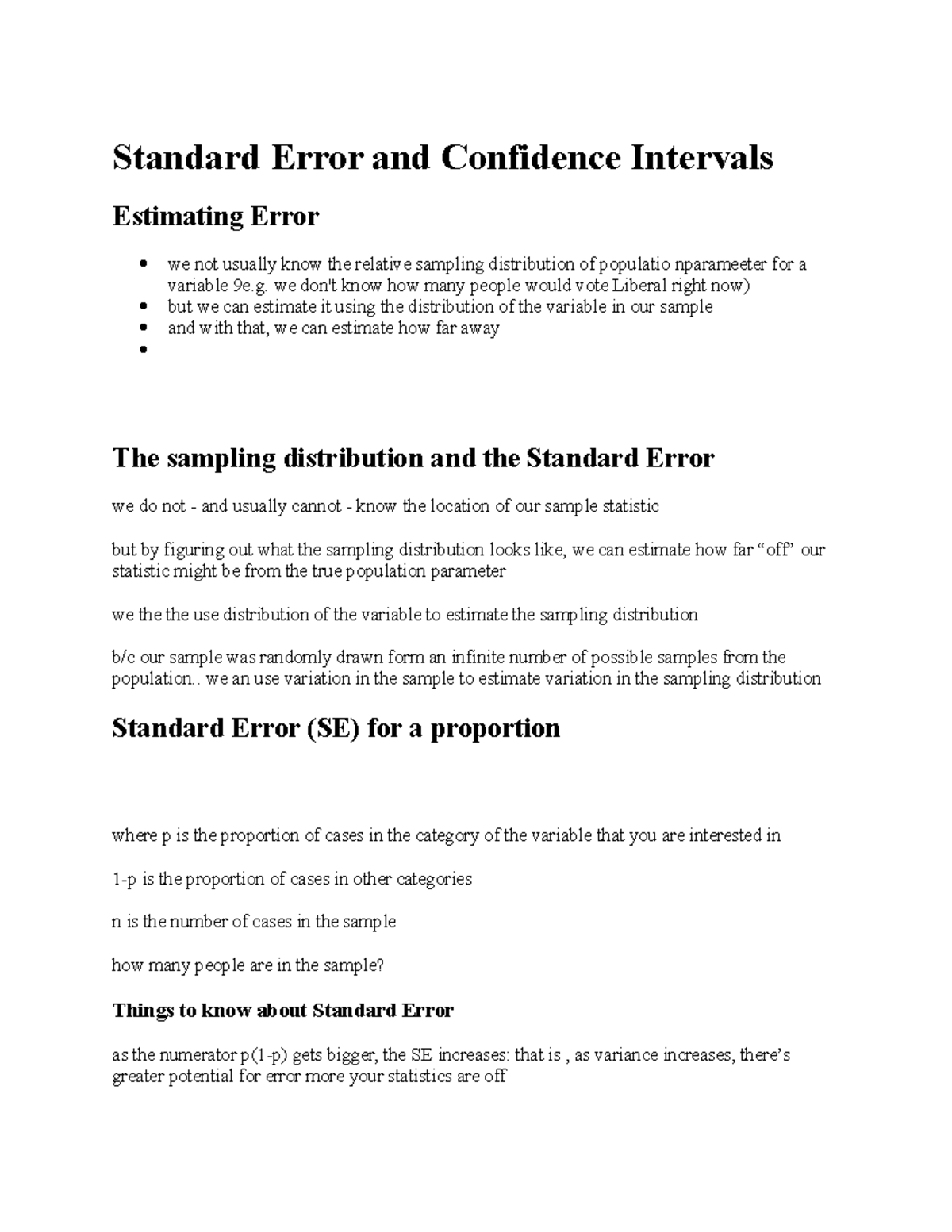 Standard Error and Confidence Intervals - Standard Error and Confidence ...
