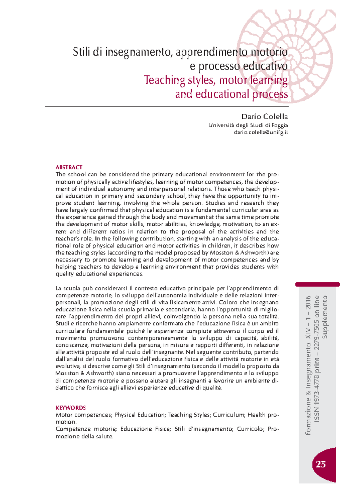 Rminello,+1874 6987 1 CE - Stili di insegnamento, apprendimento motorio ...