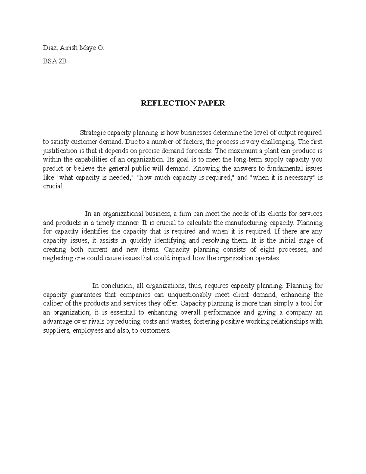 DIAZ- CBME01 Reflection Paper - Diaz, Airish Maye O. BSA 2B REFLECTION ...