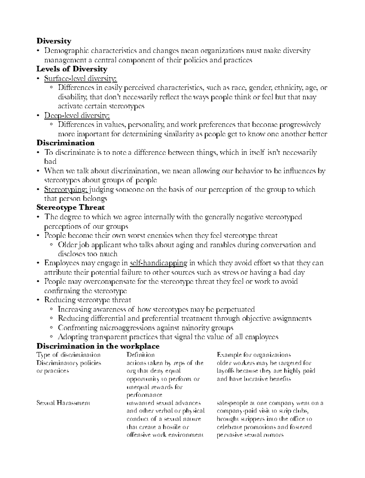 Chapter 2 Textbook Summary - Diversity Demographic characteristics and ...
