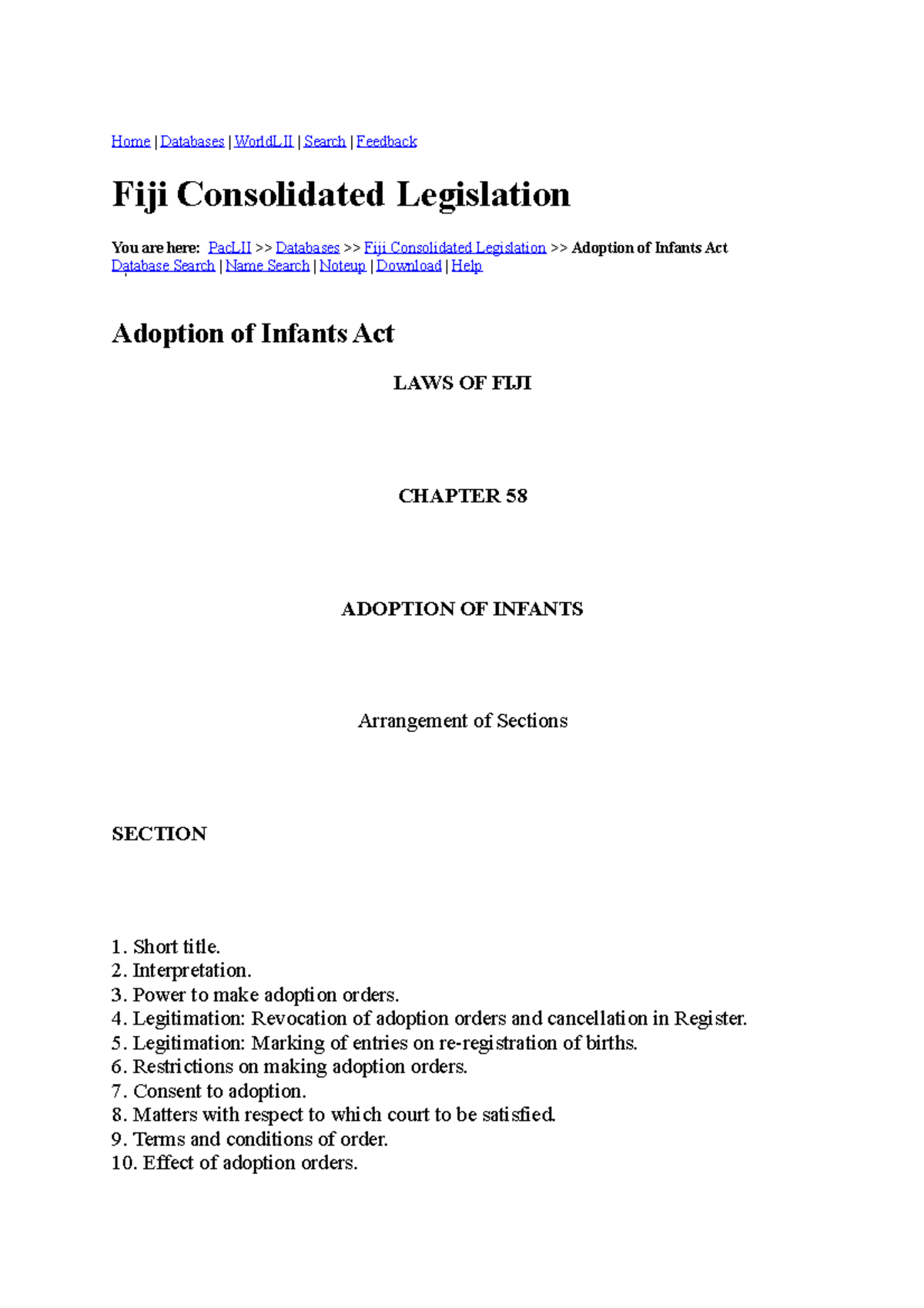 Adoption of Infants Act - Home | Databases | WorldLII | Search ...