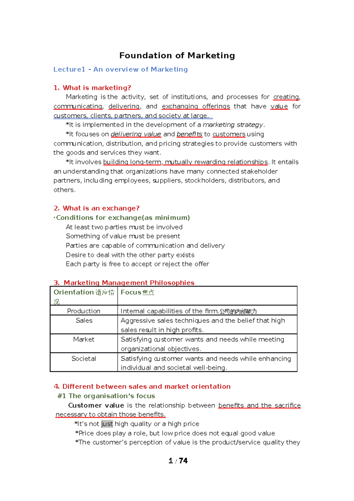 NOTE - summury - Foundation of Marketing Lecture1 - An overview of ...