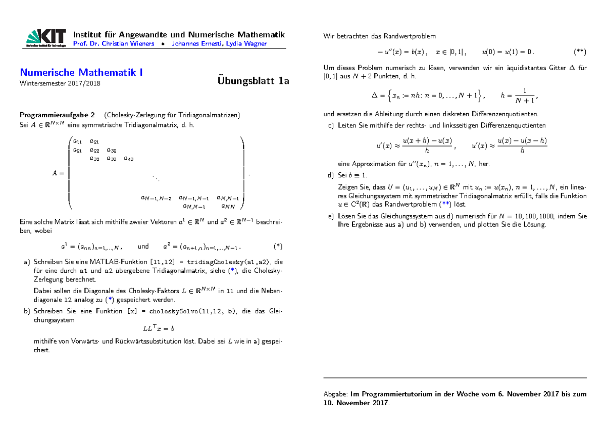 Nu Ma1 UB001a - Numerik 1 für Mathematiker - Institut ur Angewandte und ...