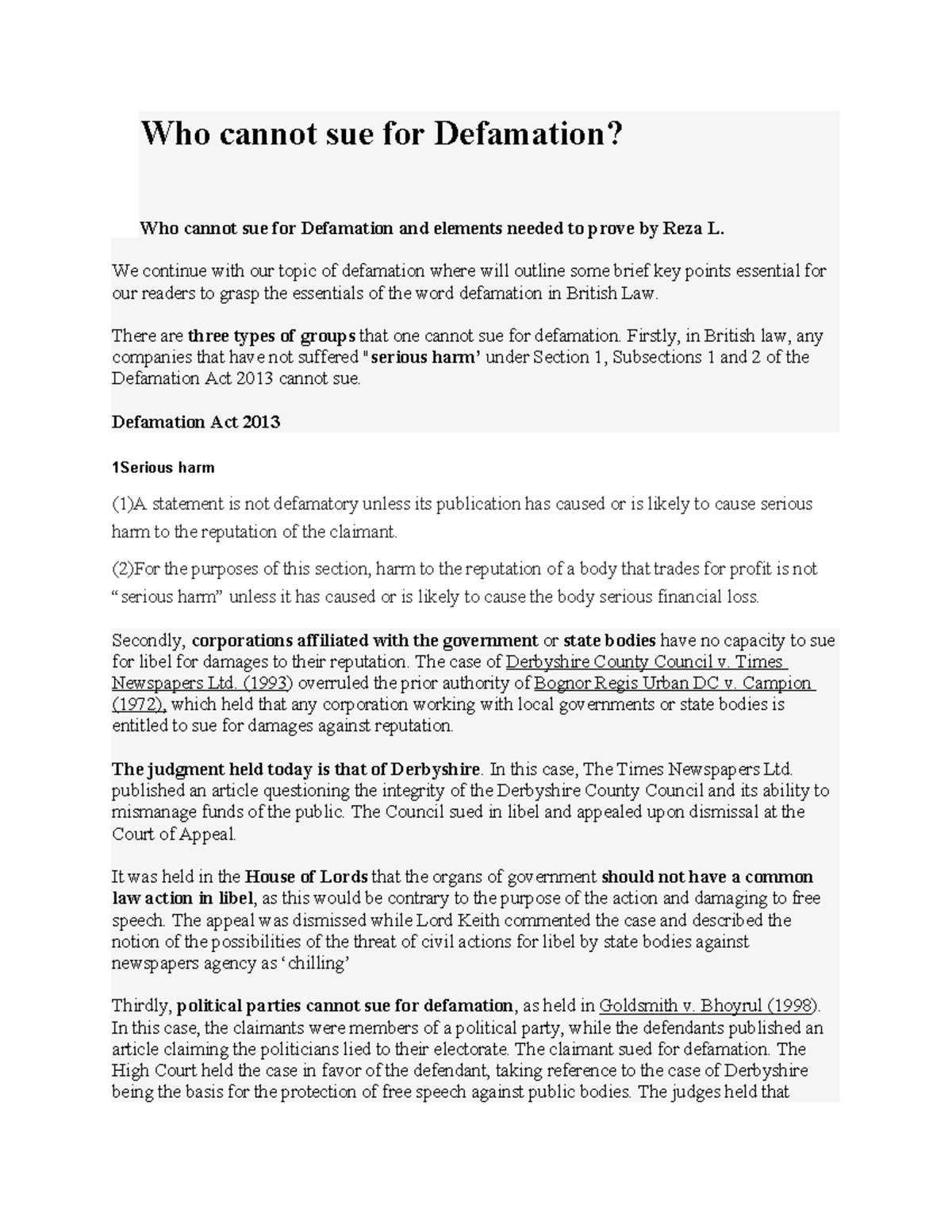 Who cannot sue for Defamation - We continue with our topic of ...