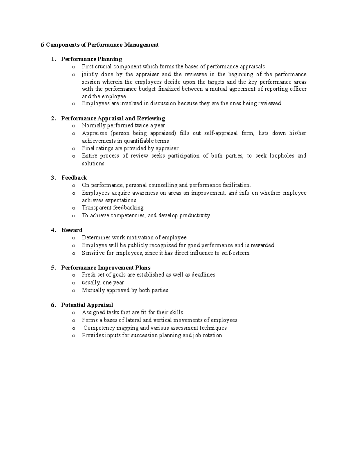 6 Components of Performance Management - Performance Planning o First ...