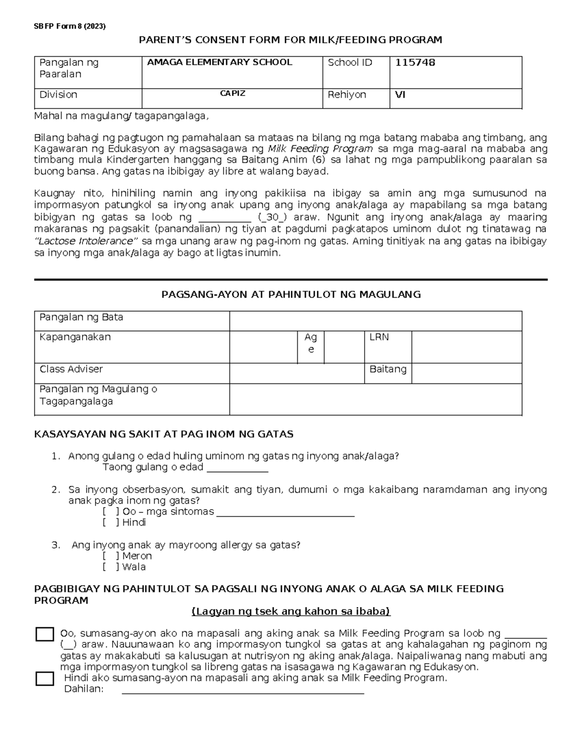 Copy-of-SBFP-Form-8 Parents-Consent - SBFP Form 8 (202 3 ) PARENT’S ...