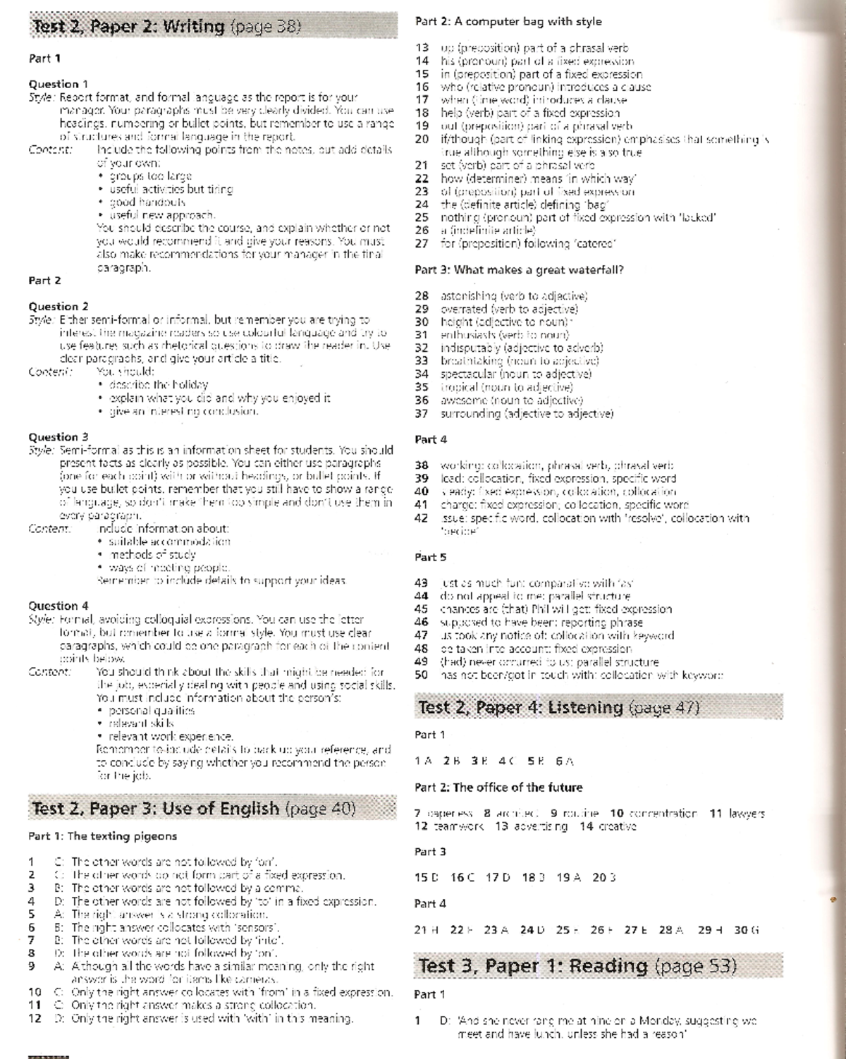 CAE USE OF English 1 Answers English B2 3 Studocu
