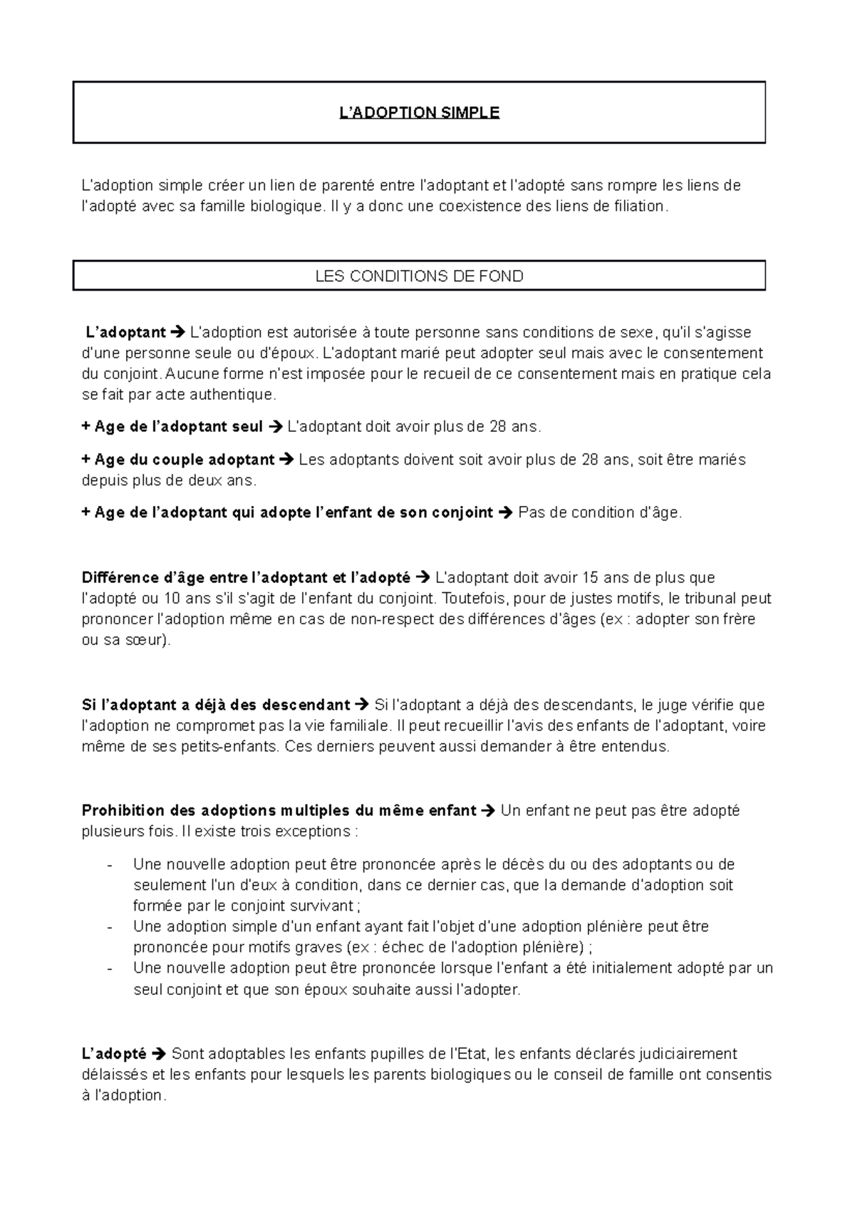 5 - L'adoption simple - L’ADOPTION SIMPLE L’adoption simple créer un ...