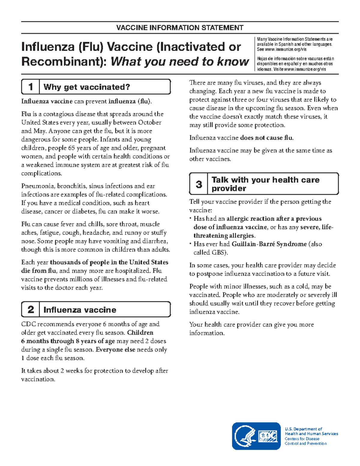 Declaracion Vacunas inactivadas CDC - VACCINE INFORMATION STATEMENT ...