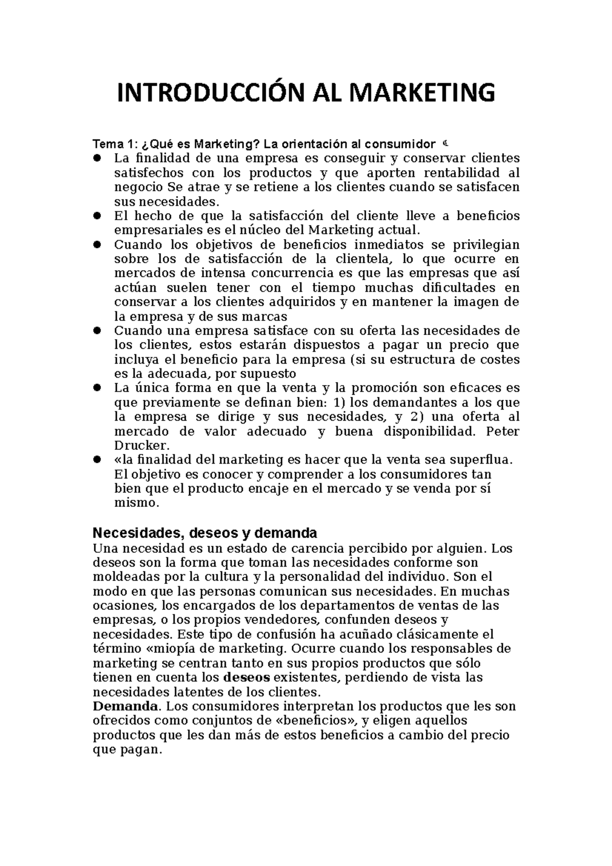Introducción AL Marketing T1 - INTRODUCCIÓN AL MARKETING Tema 1: ¿Qué ...