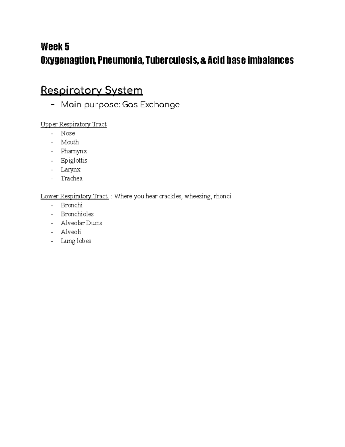 FILE 5408 - Anatomy and Physiology - Week 5 Oxygenagtion, Pneumonia ...