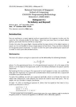 Mission 01 - National University of Singapore School of Computing CS1010S: Programming ...
