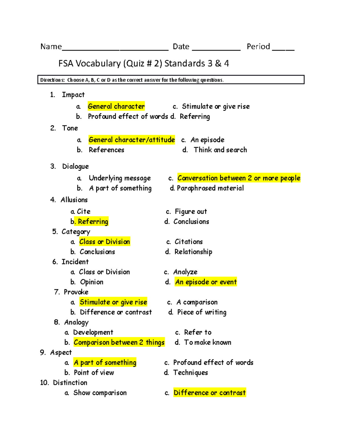 FSA Voc Standards 3 and 4 Quiz 2 Done - Name ...