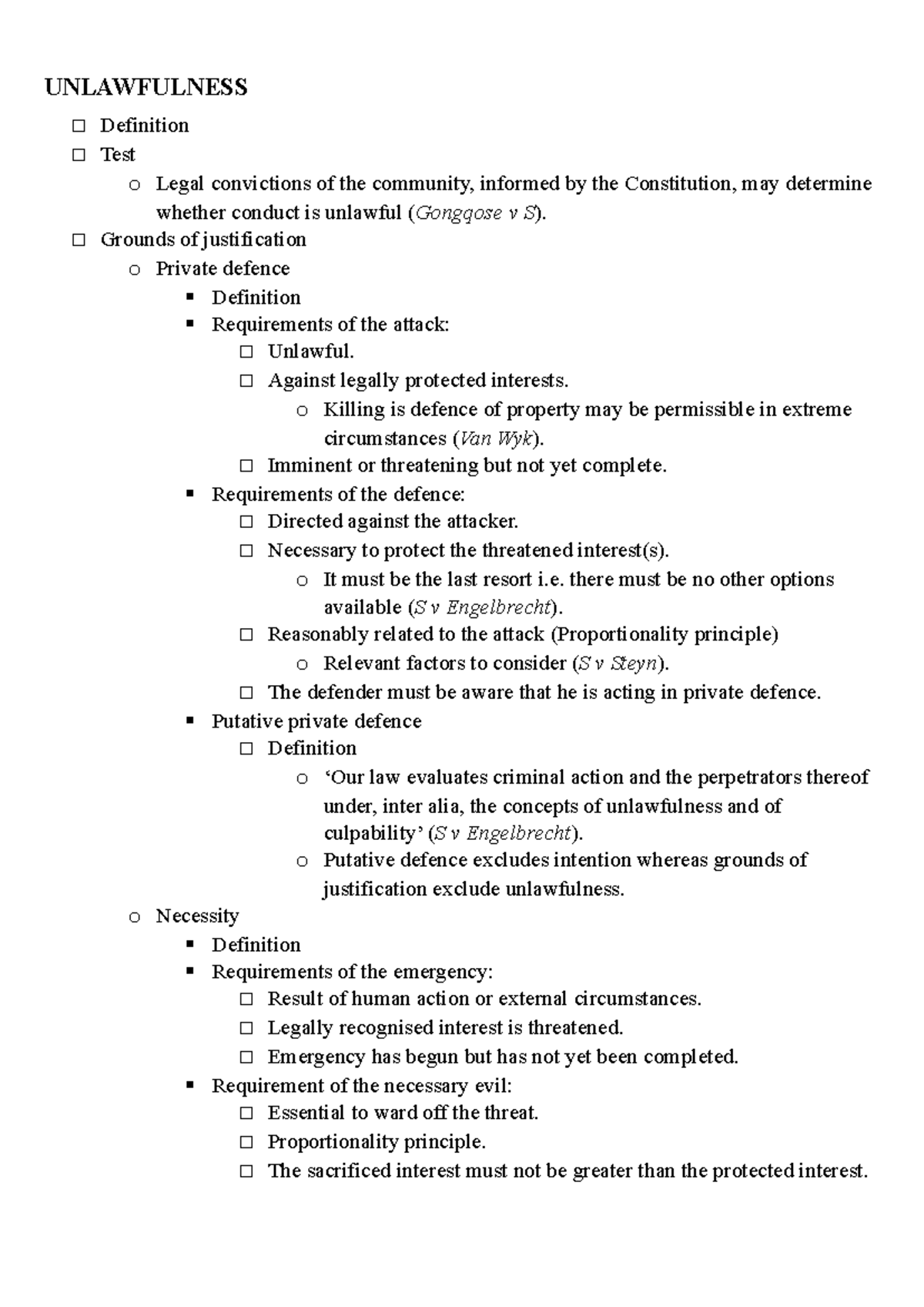 How to approach questions in Criminal Law - UNLAWFULNESS Definition ...