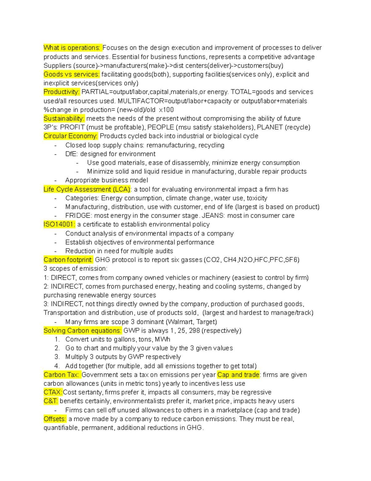 Lean Exam One Side Exam Practice - What is operations: Focuses on the ...