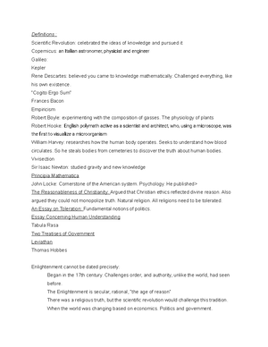 Western Civ 2 Exam 3 - Study notes based on lecture in class ...