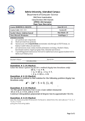 RK Method - Numerical Analysis - Studocu