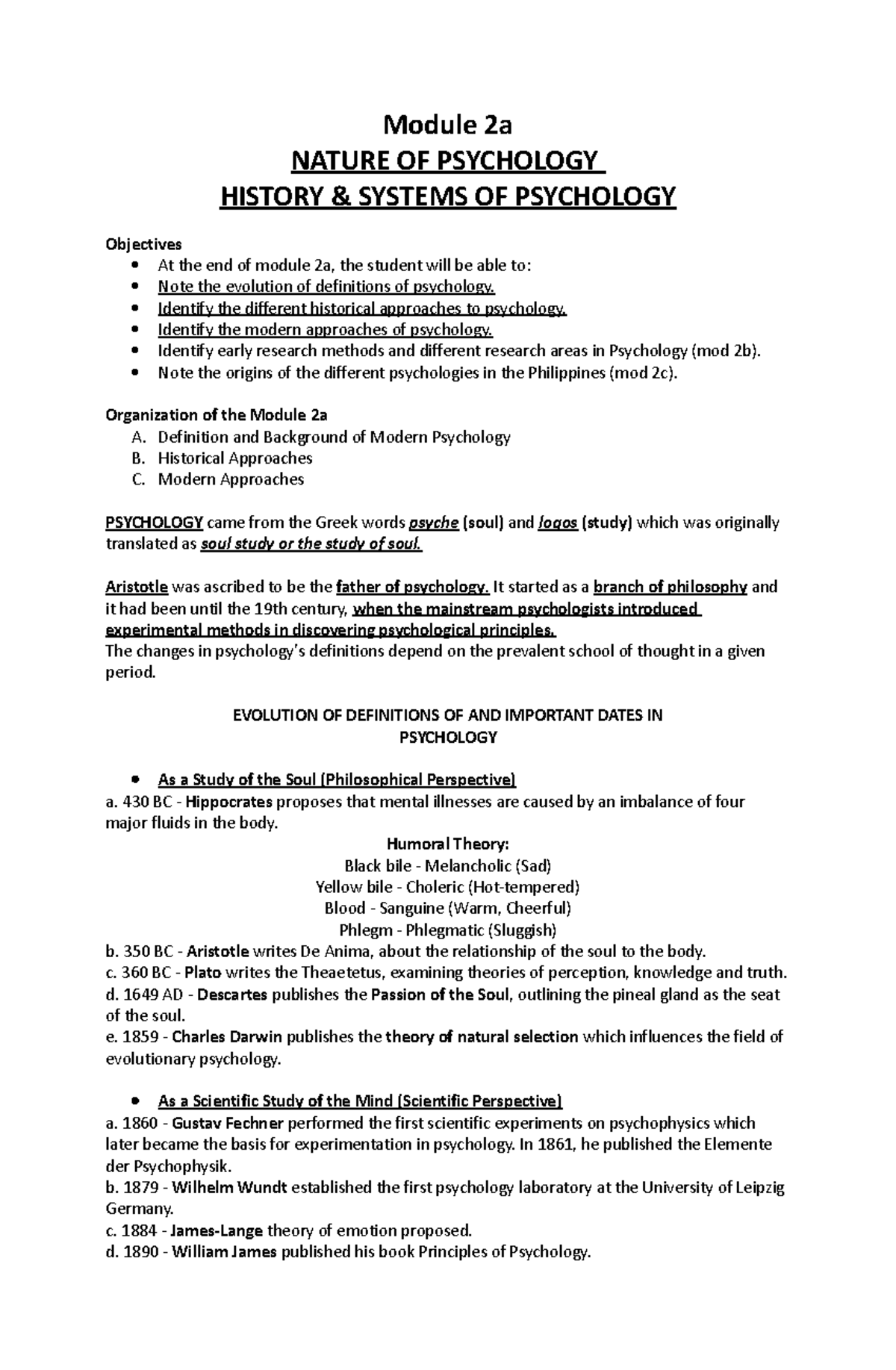 Module 2a WORD Document FOR Printing - Module 2a NATURE OF PSYCHOLOGY ...