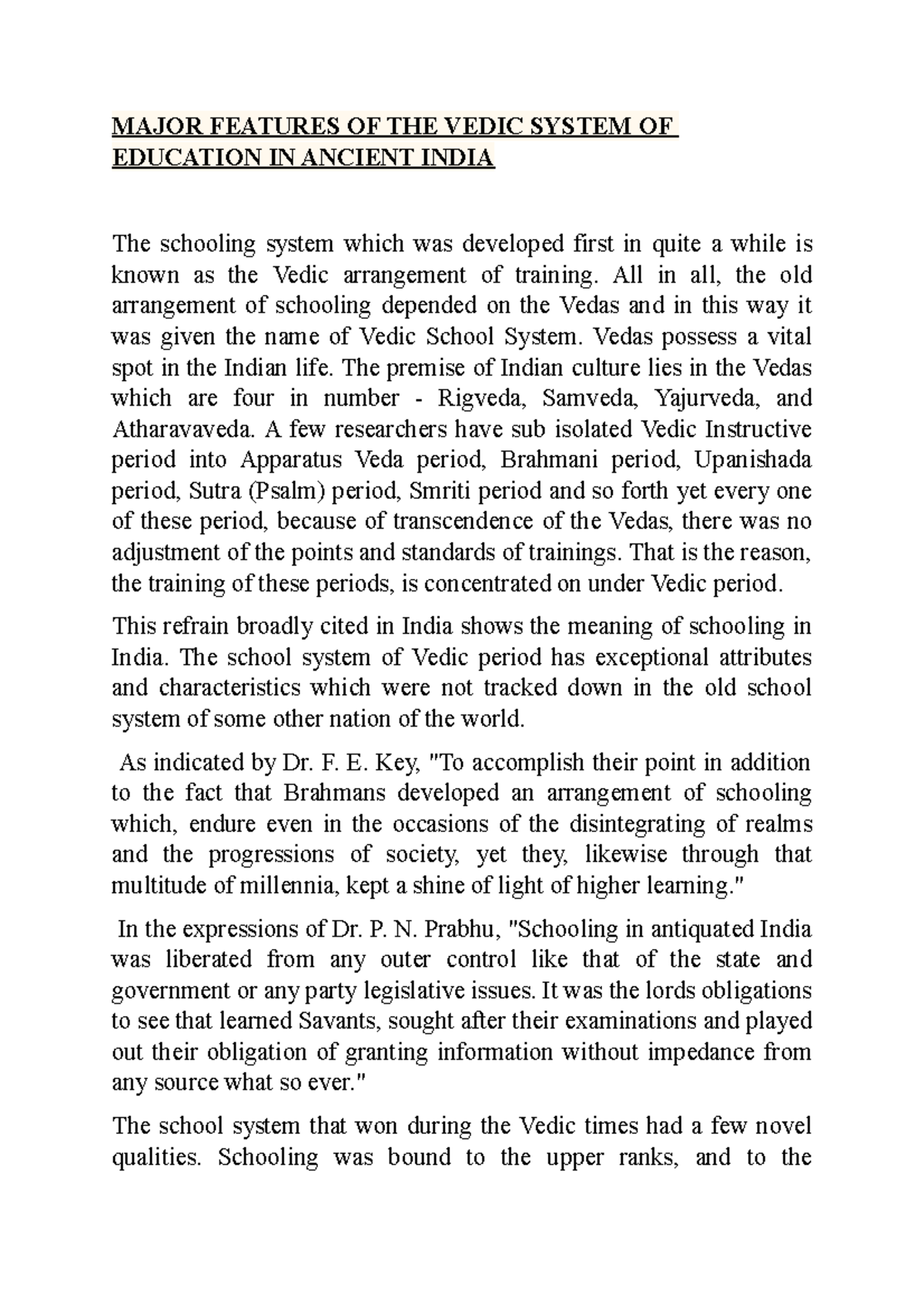 Major Features OF THE Vedic System OF Education IN Ancient India ...