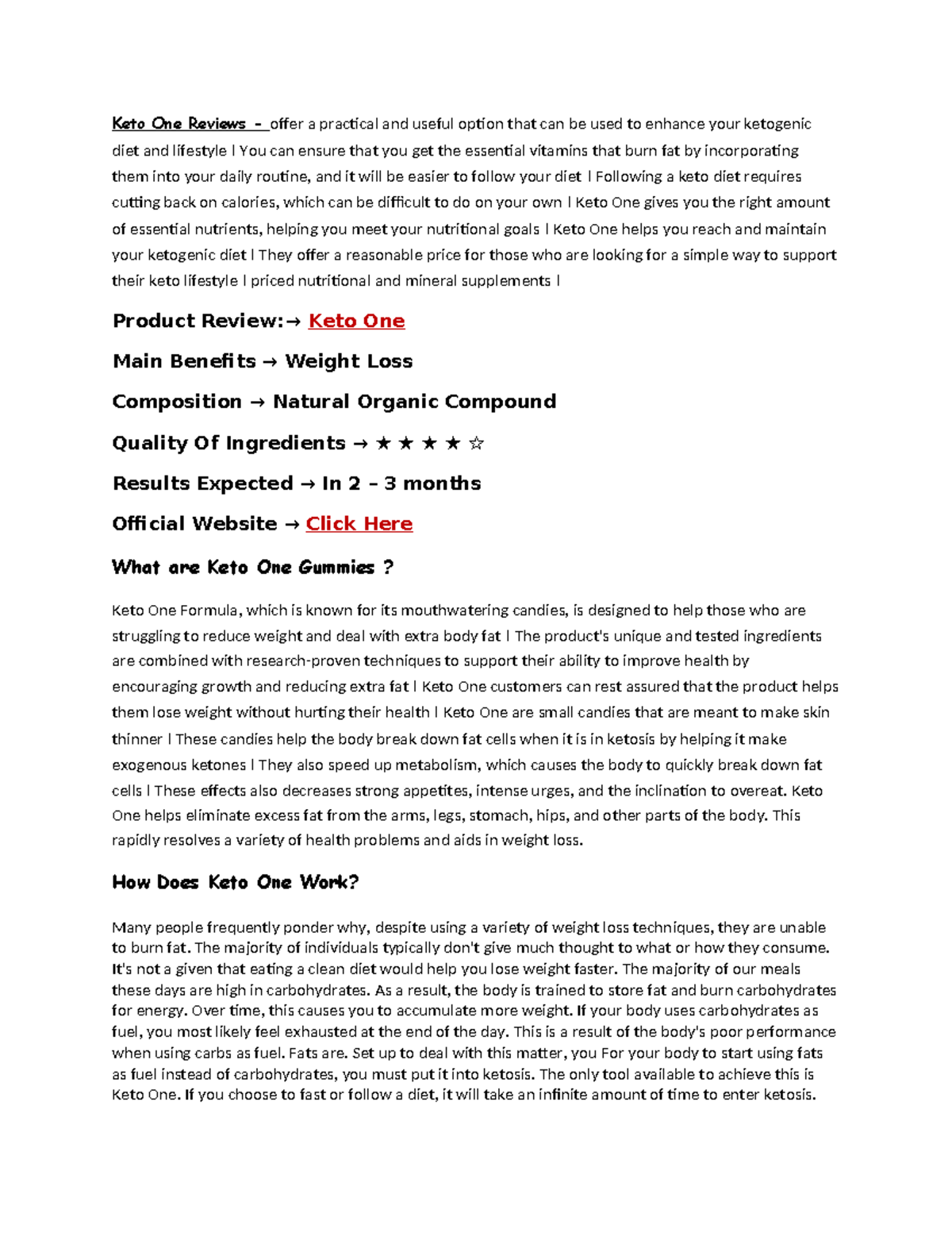 Keto One Reviews - Keto Melt Gummies is a new and effective weight ...