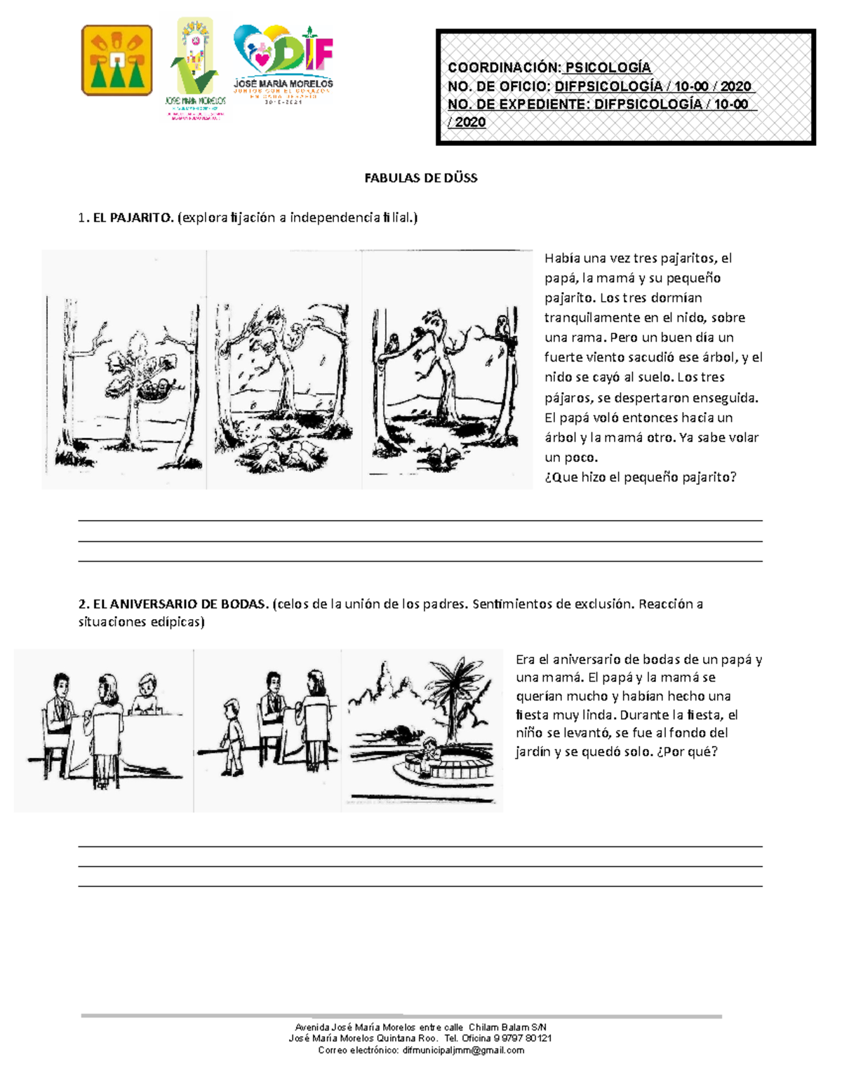 Test de DUSS - material de psicología - FABULAS DE DÜSS EL PAJARITO ...