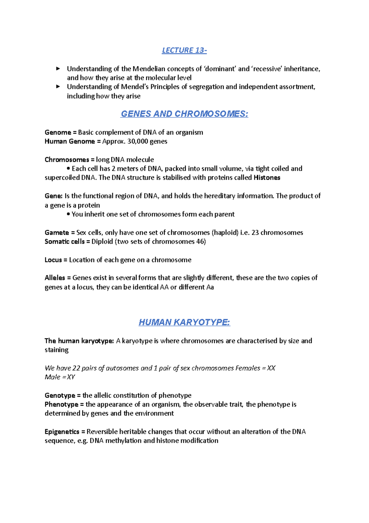Genetics exam - Summary Human Genomics And Biomolecular Analysis ...