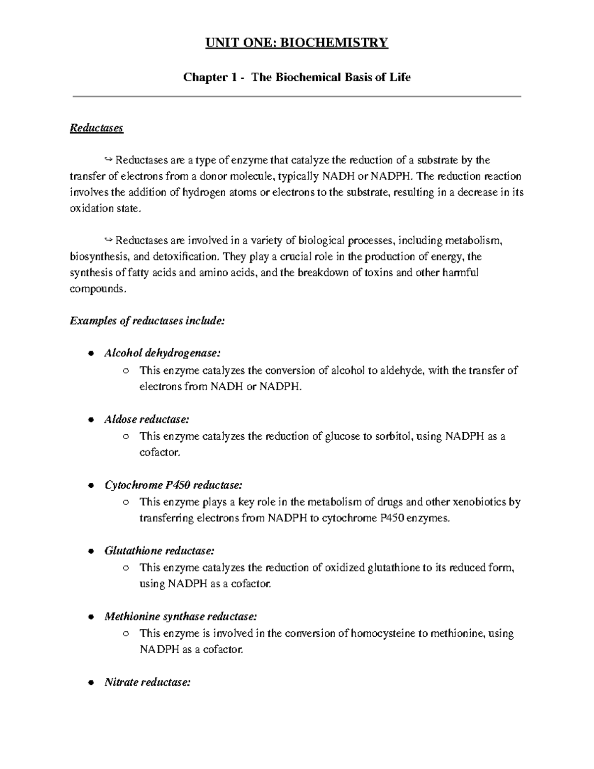 Biochemistry Chapter 1 Section 6 Pt 5 - UNIT ONE: BIOCHEMISTRY Chapter ...