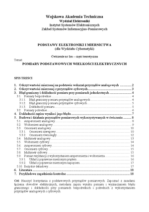 Cw 6 - teoria - Elektrotechnika I Elektronika - WAT - Studocu