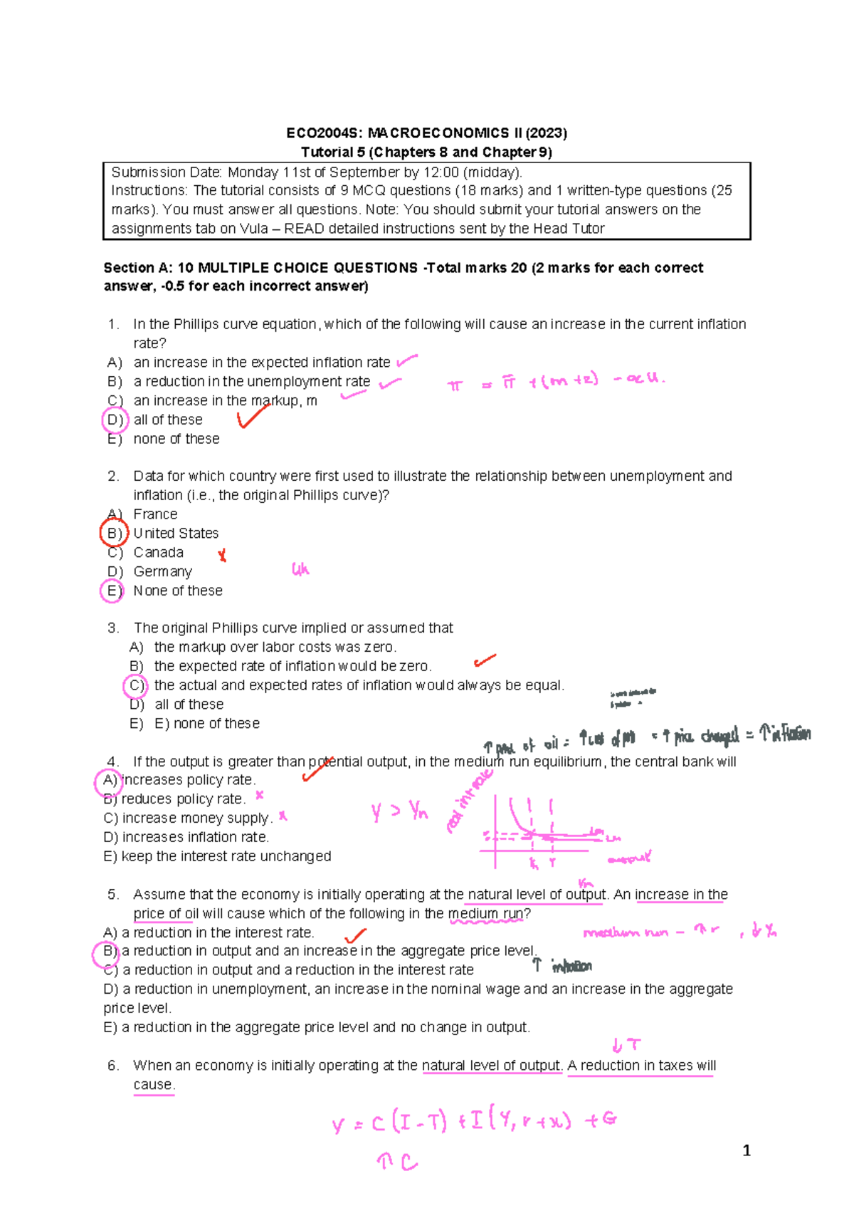 ECO2004 S Tutorial 5 Questions - 1 ECO2004S: MACROECONOMICS II (2023 ...