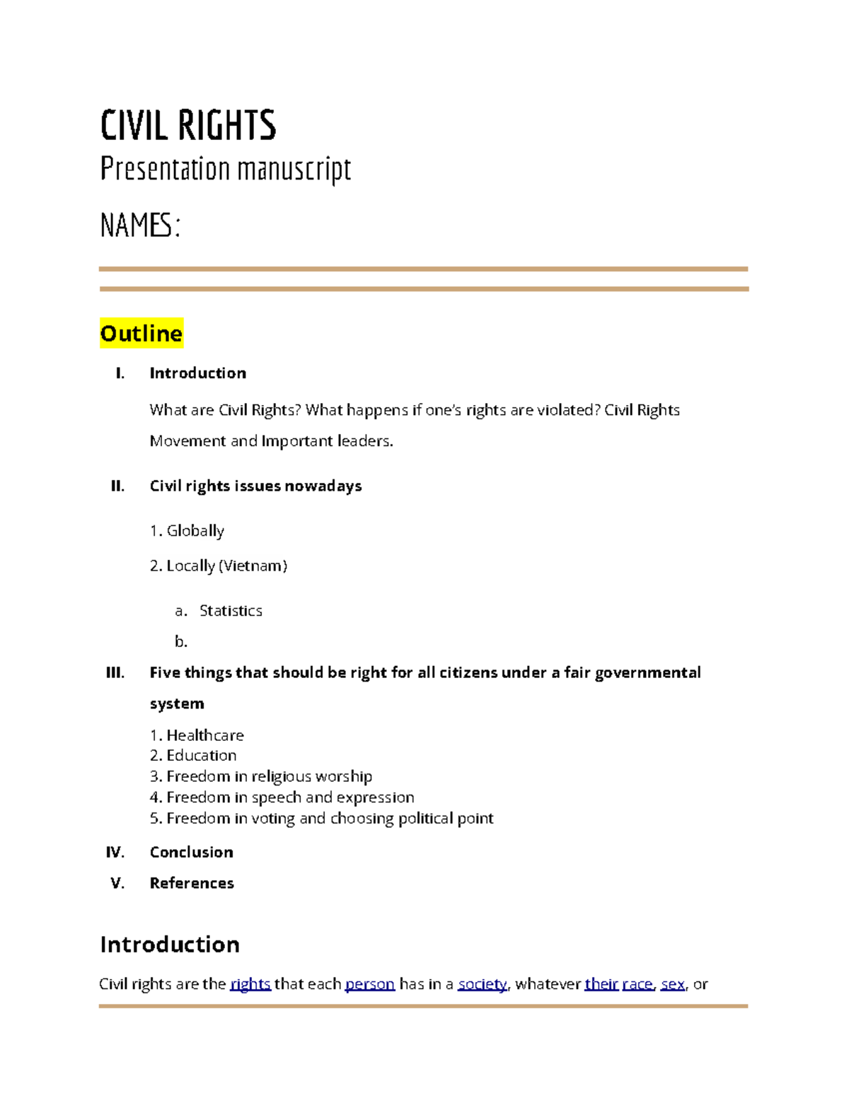 Sample-Manuscript-Civil-rights - CIVIL RIGHTS Presentation manuscript ...