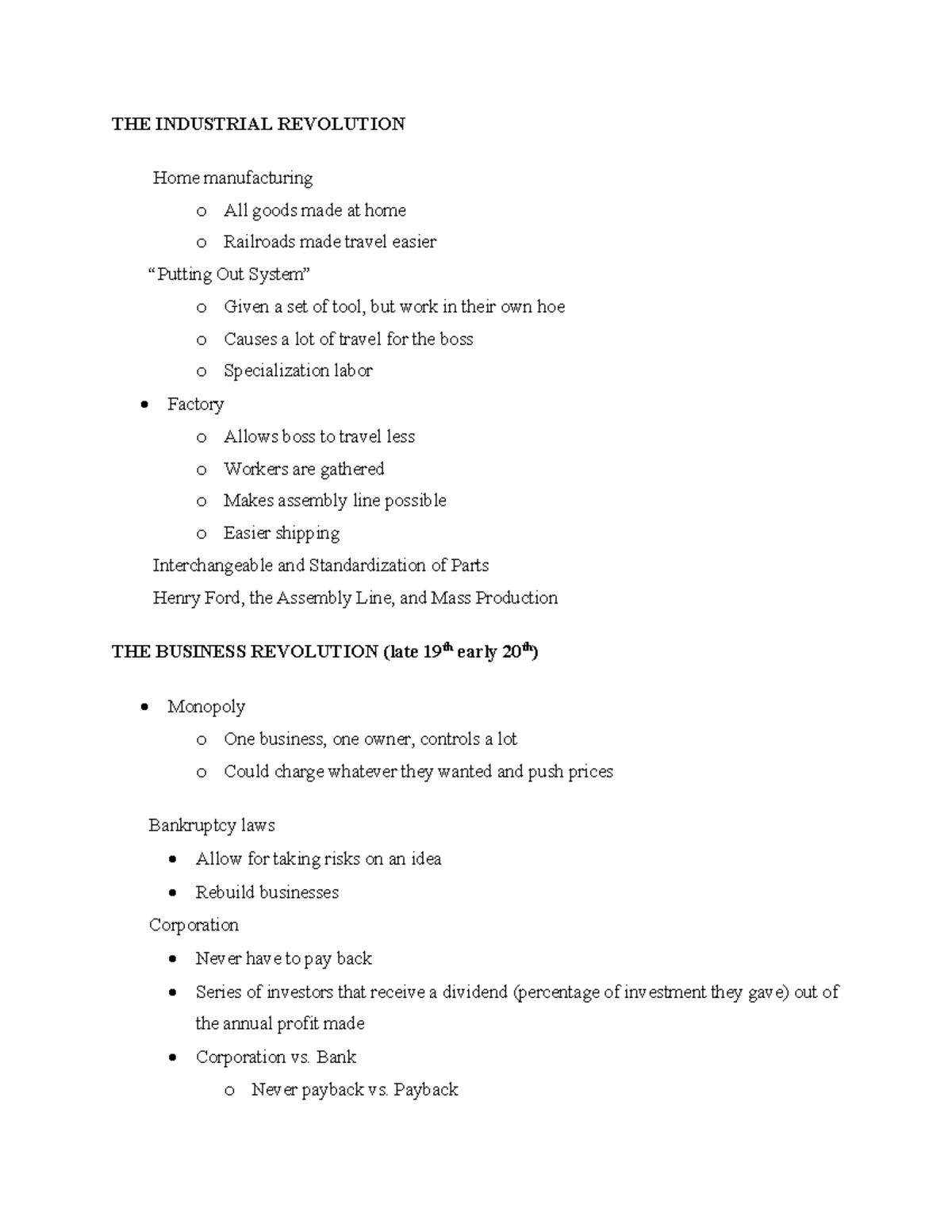 HIST 1302 11 - THE INDUSTRIAL REVOLUTION, THE BUSINESS REVOLUTION (late ...