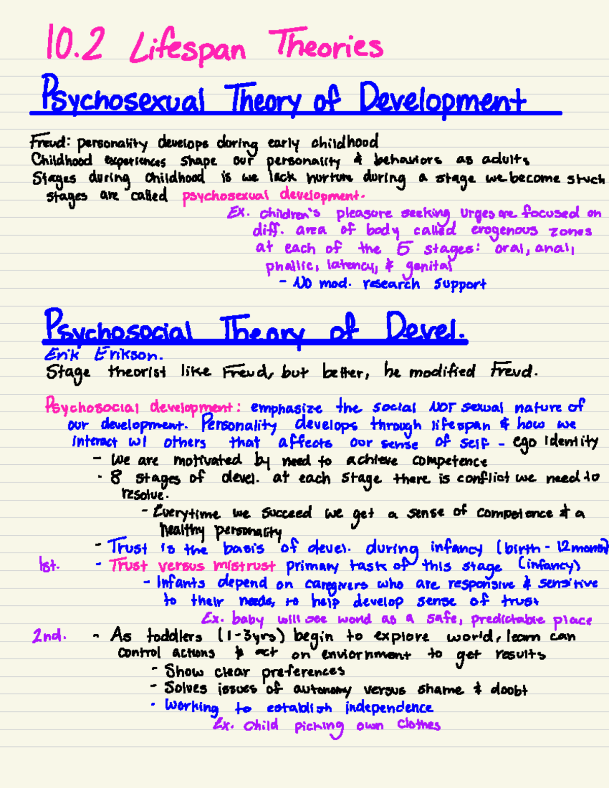 Lifespan theories - 10. Lifespan Theories Psychosexual Theory of Development Freud : personality ...