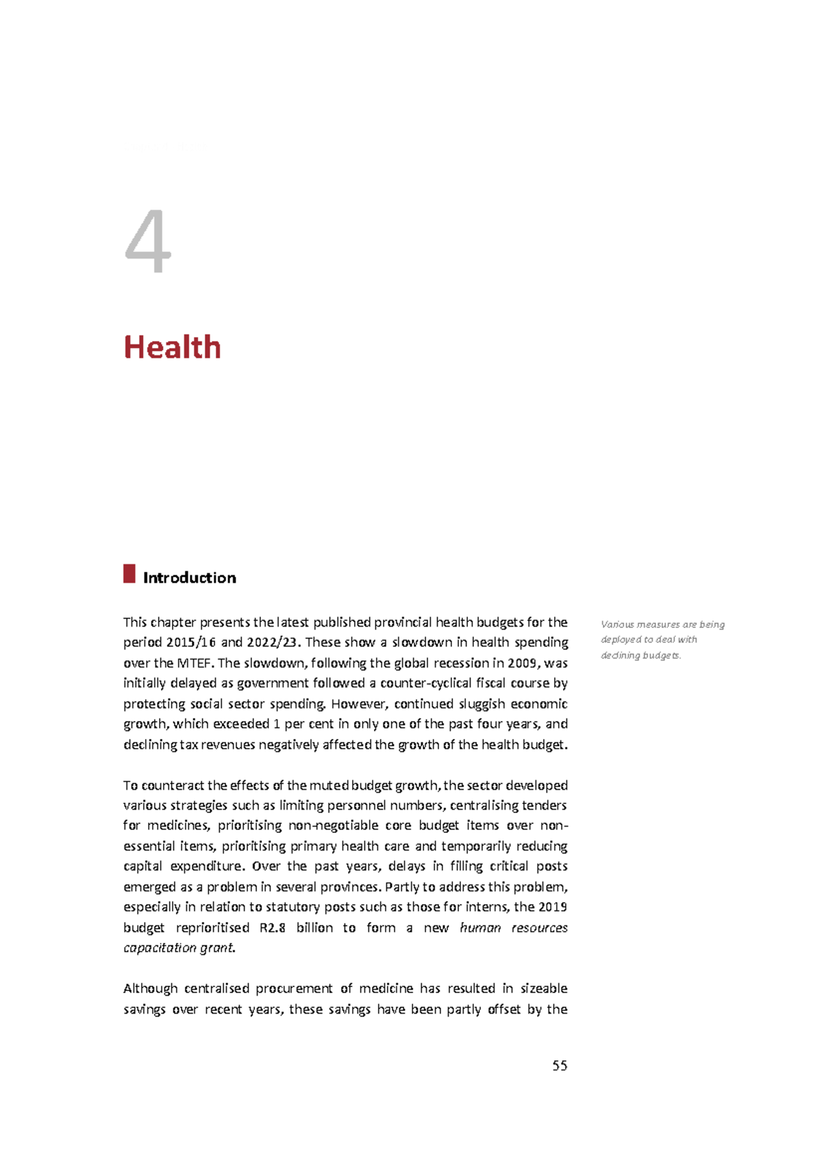 Chapter 4 - Health - 4 Health Introduction This chapter presents the ...