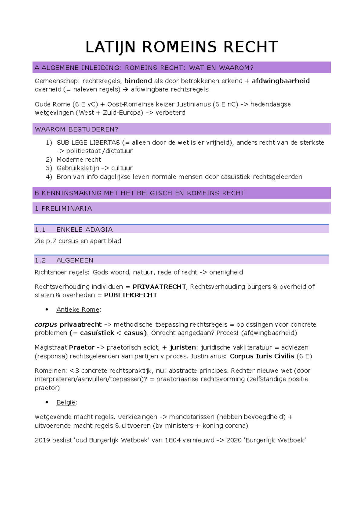Latijn romeins recht - ljBCDZJJZCBL - LATIJN ROMEINS RECHT A ALGEMENE ...