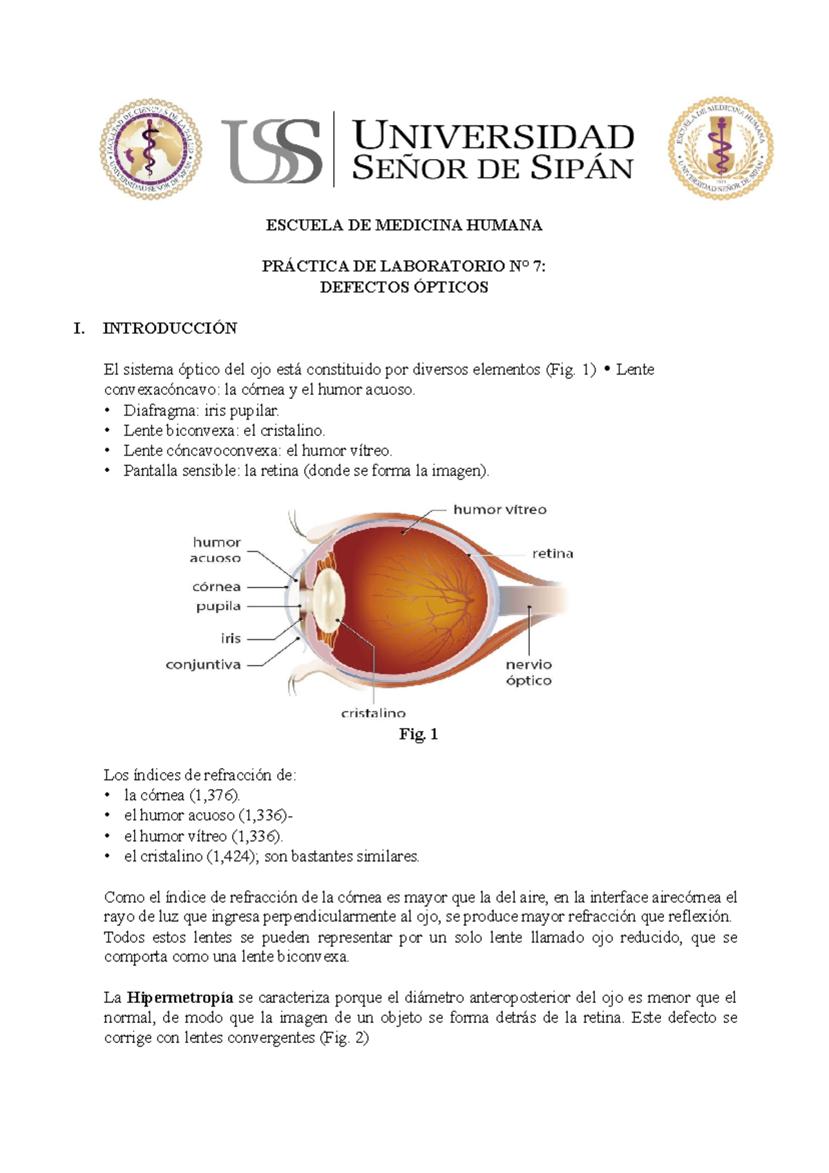 7 Defectos ópticos - ESCUELA DE MEDICINA HUMANA PRÁCTICA DE LABORATORIO ...