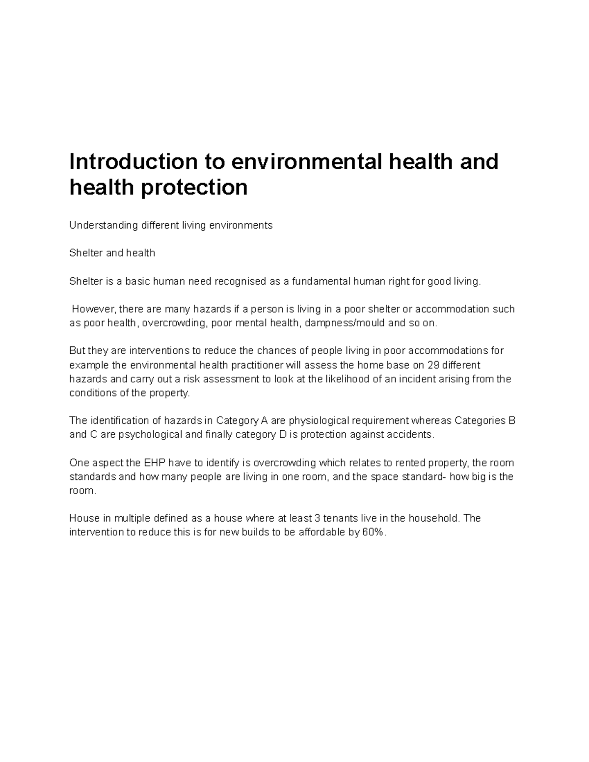 Introduction to environmental health and health protection ...