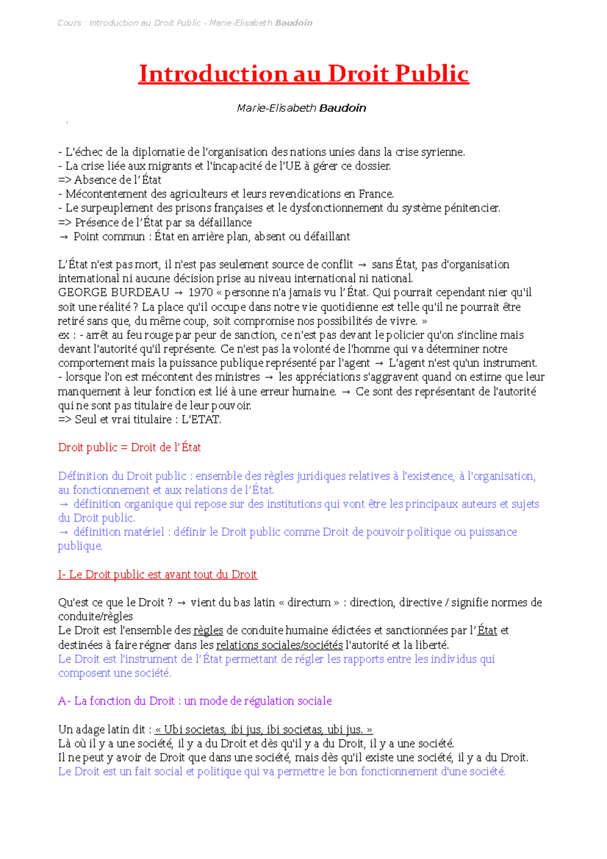 Introduction au Droit Public - Introduction au Droit Public Marie-Elisabeth Baudoin L'échec de ...