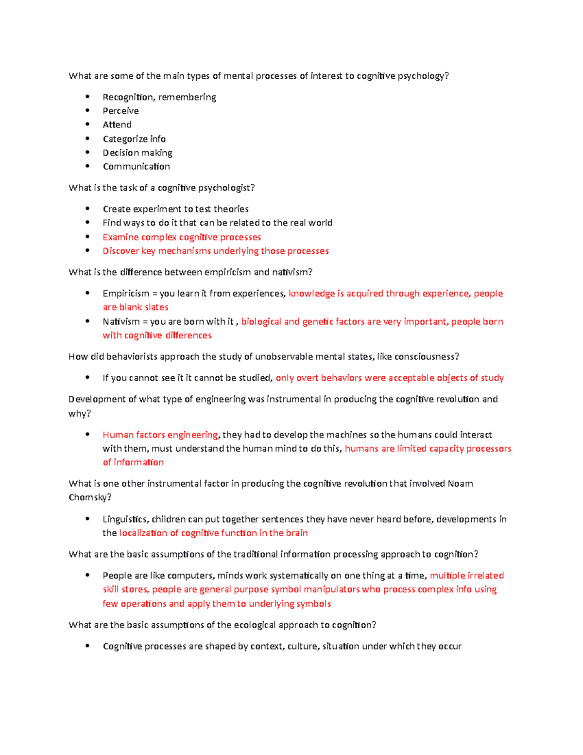 Module 1 Questions - What are some of the main types of mental ...