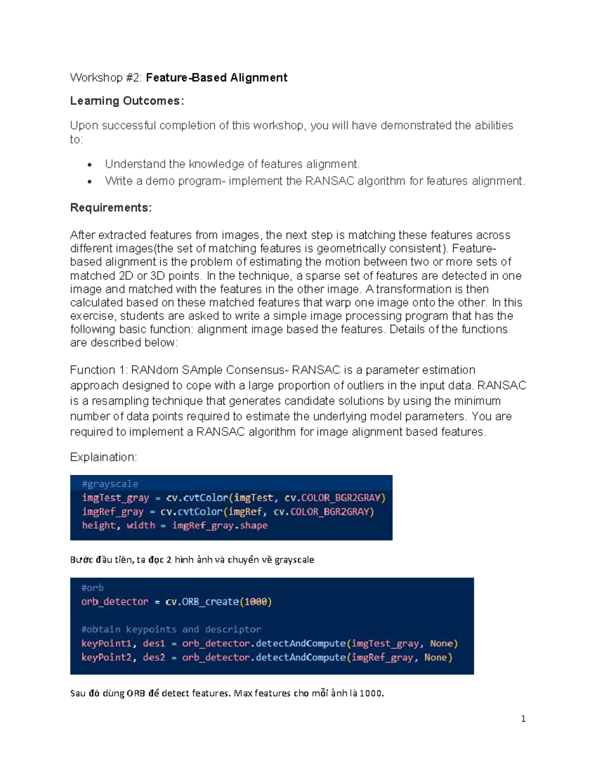 Workshop 5 explain - 1 Workshop #2: Feature-Based Alignment Learning Outcomes: Upon successful ...
