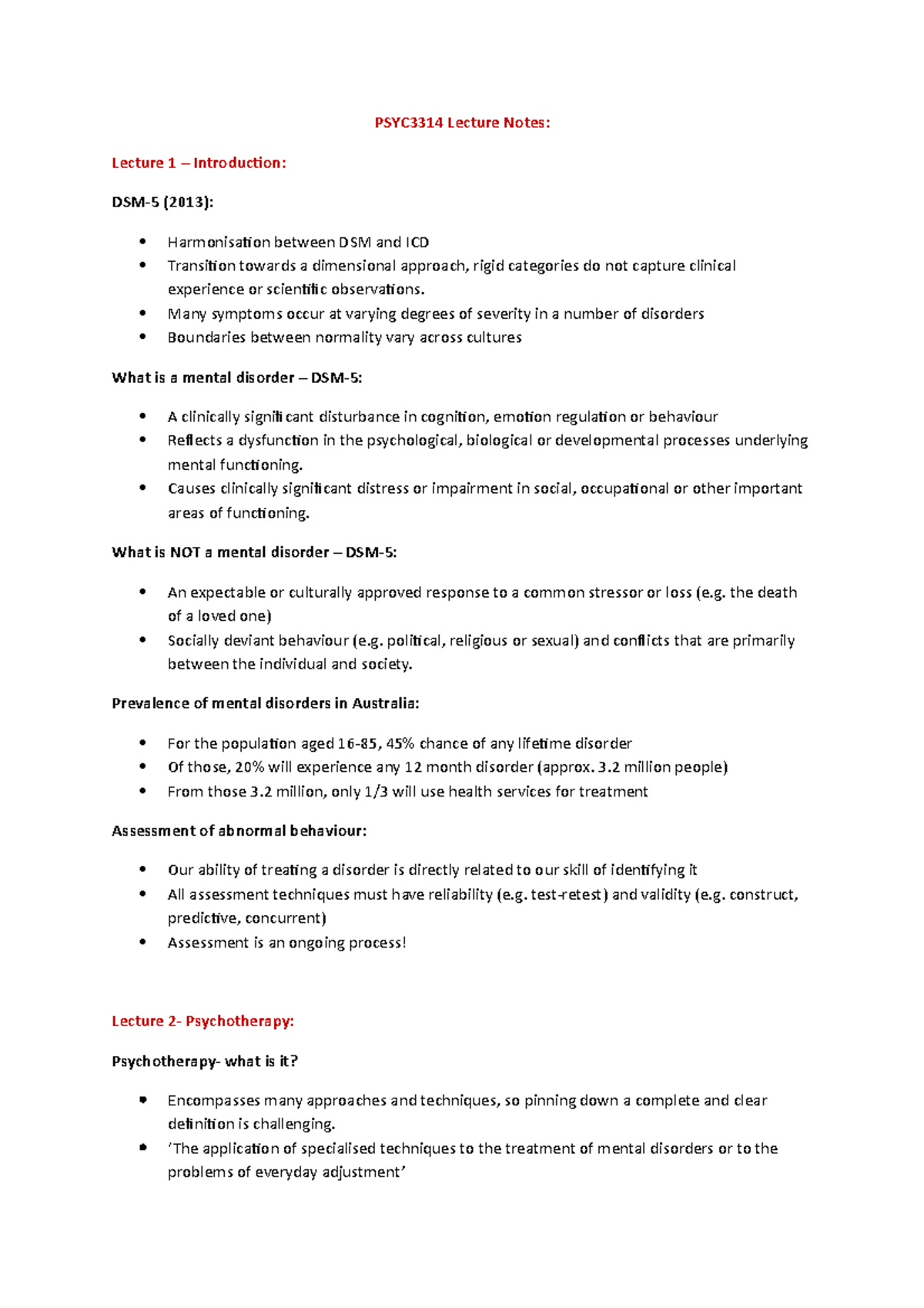 Lecture notes, lectures 1-12 - notes from semester 2, titled by week ...