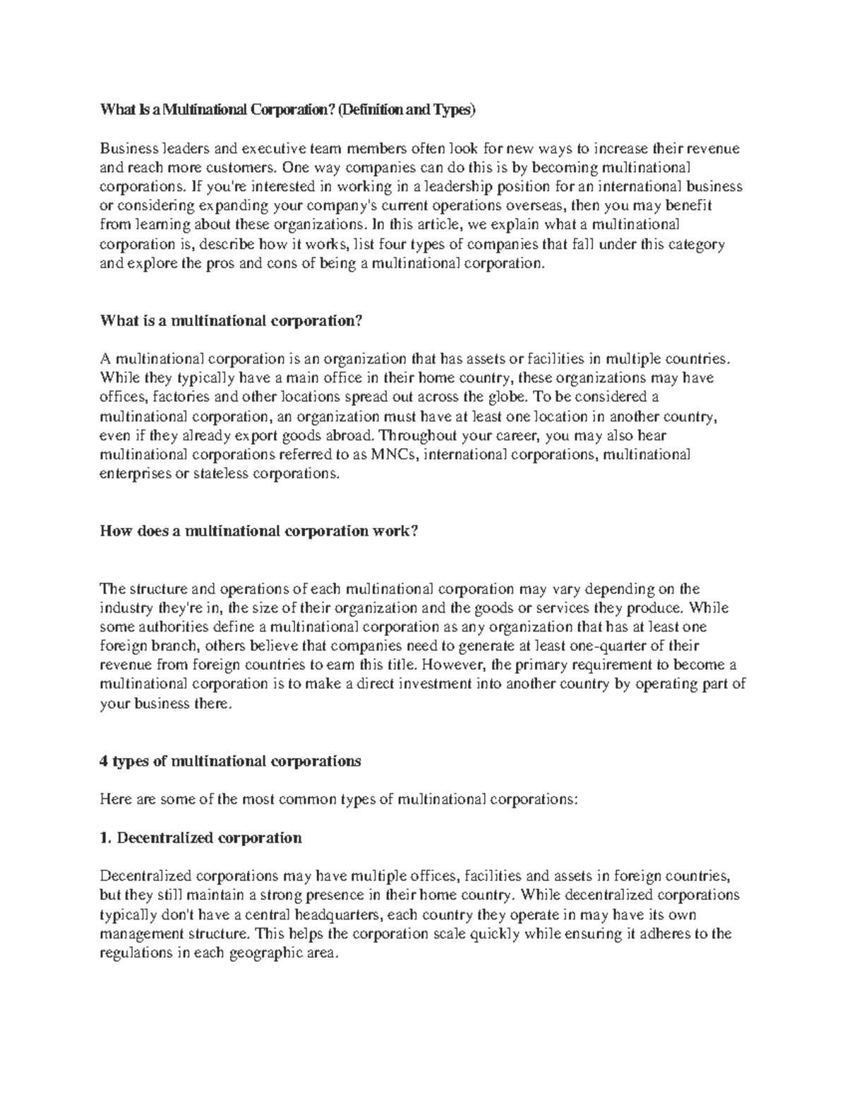 Cross Culture UNIT 7 - LECTURE NOTES - What Is a Multinational ...