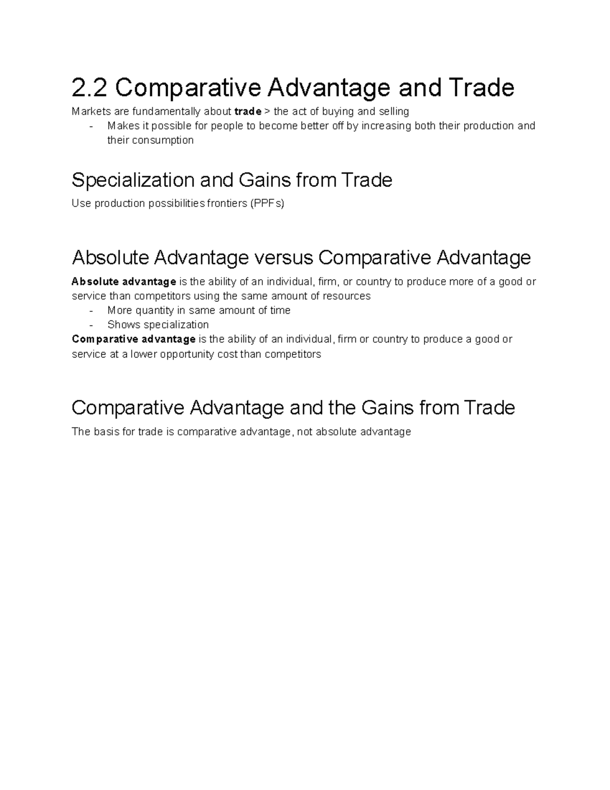 2.2 Comparative Advantage and Trade - 2 Comparative Advantage and Trade ...